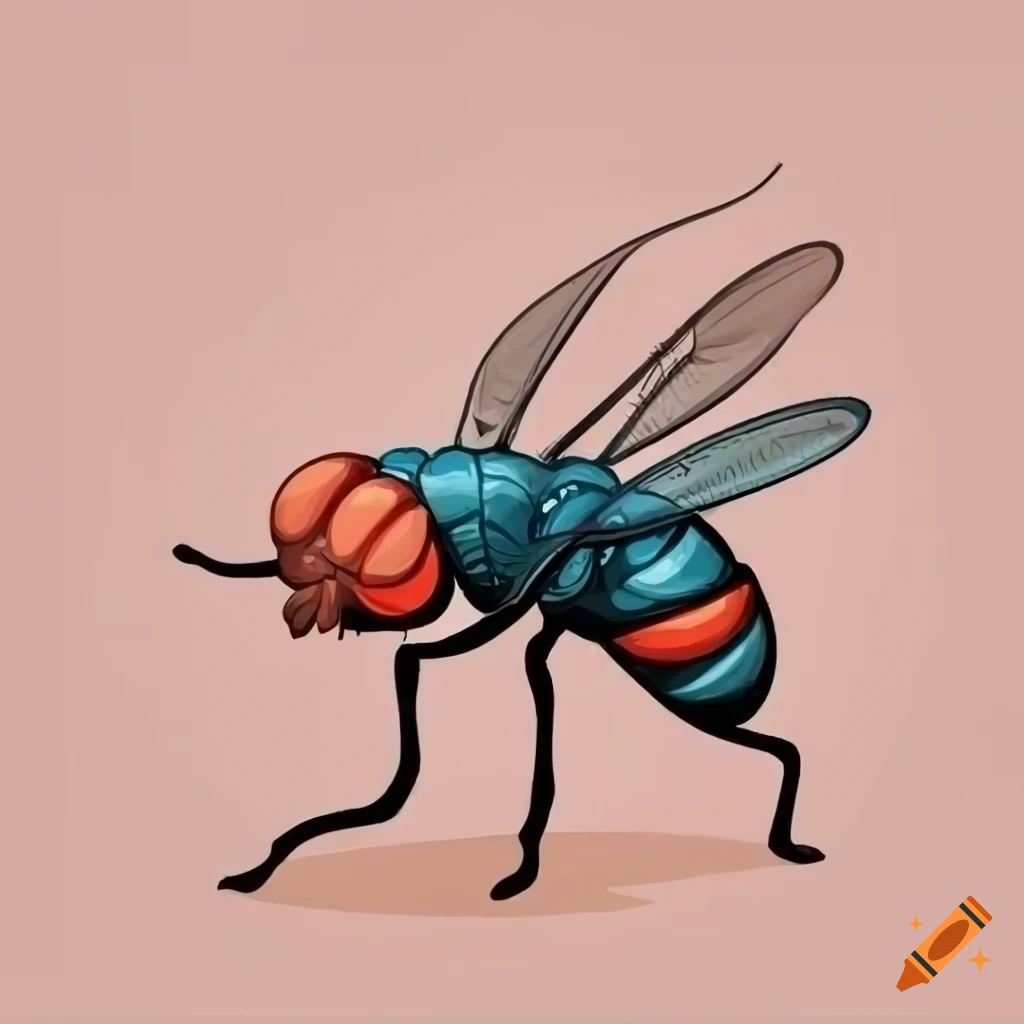 Flying insect in 2d cartoon style on Craiyon