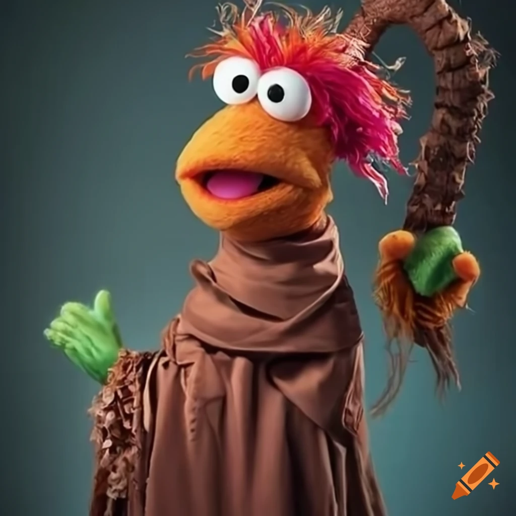 Whimsical Fraggle character in warlock Halloween costume on Craiyon