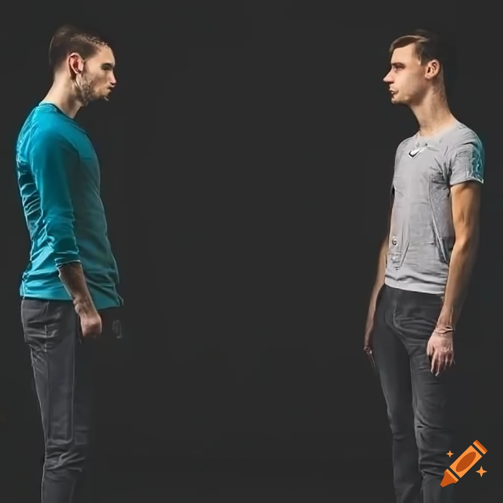 Comparison of good and bad standing posture between two men on Craiyon