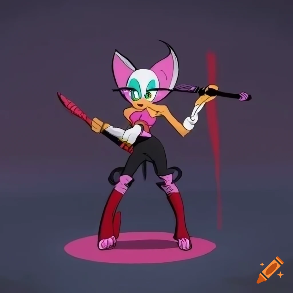 Rouge the bat full-length portrait in samurai jack style on Craiyon