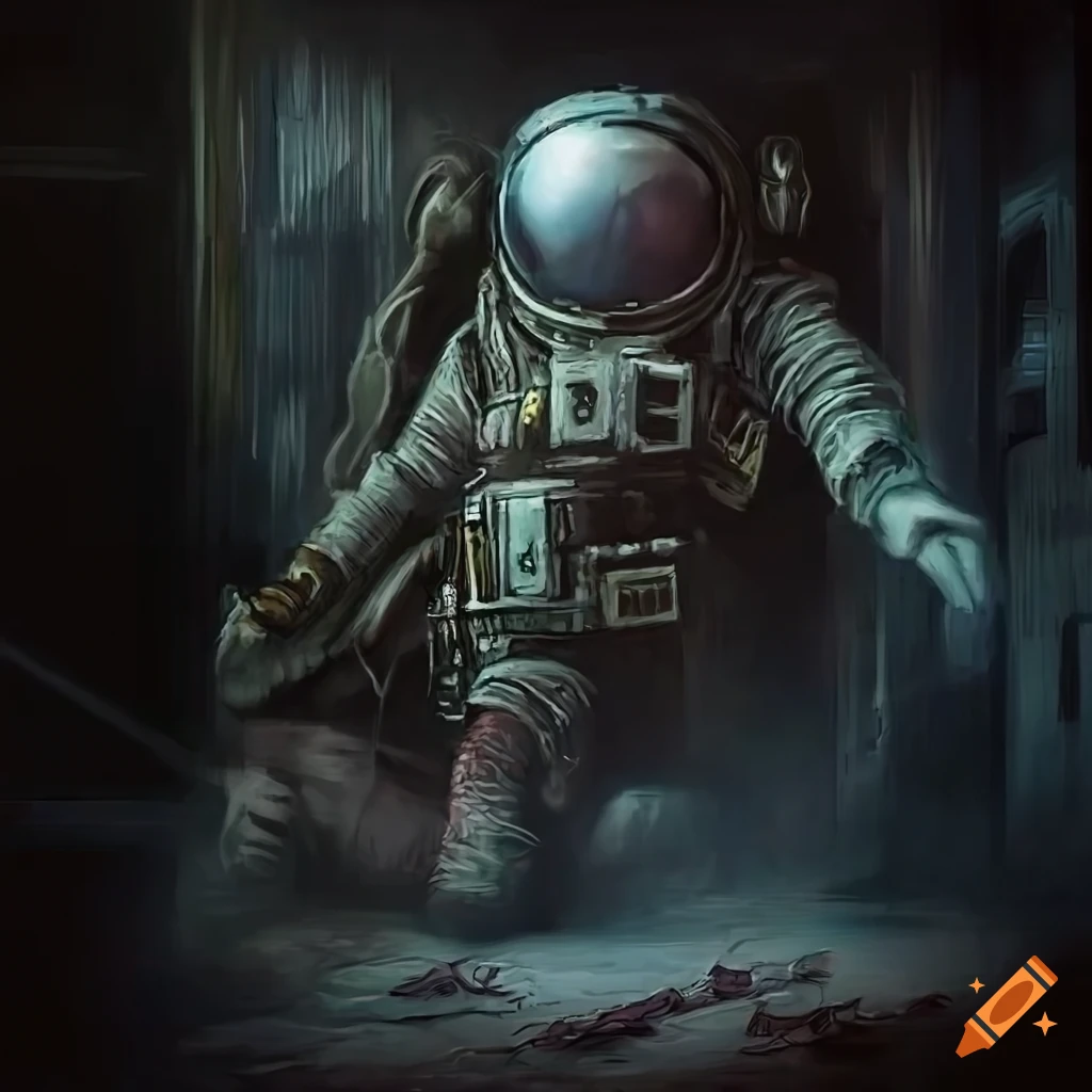 Post-apocalyptic astronaut making a sacrifice to the wasp-god in an ...