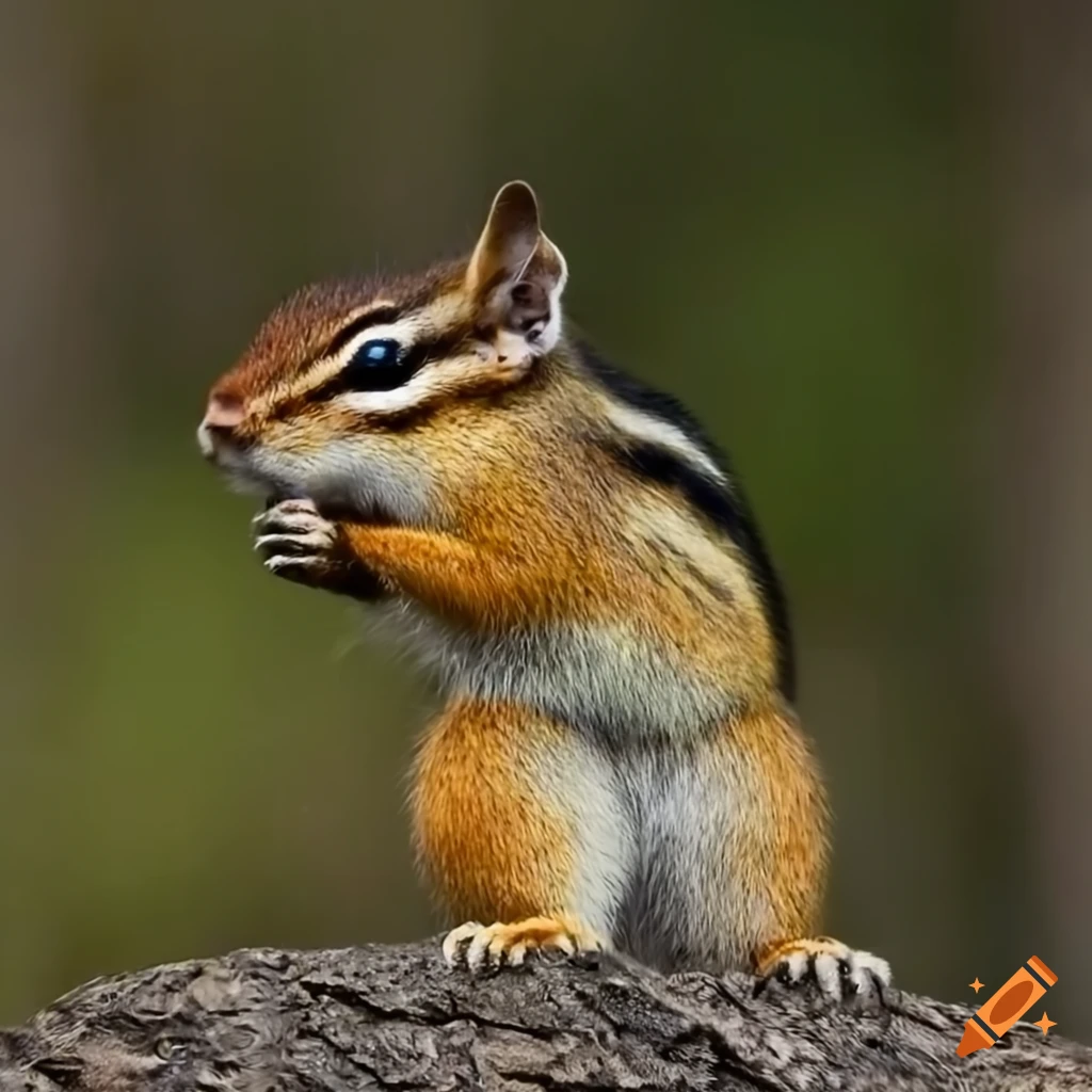 Eastern chipmunk standing with cheeks stuffed on Craiyon