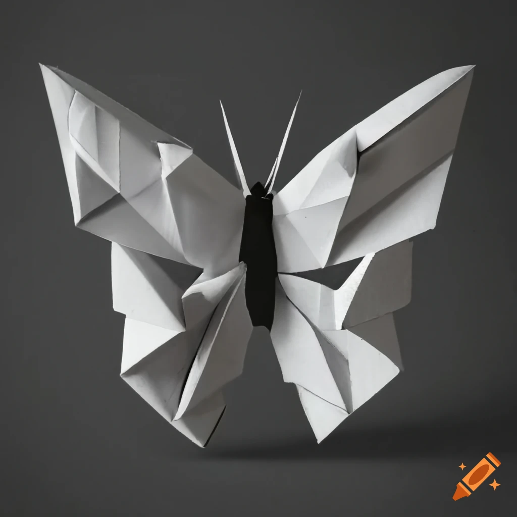 Origami style deformed black and white butterfly on Craiyon