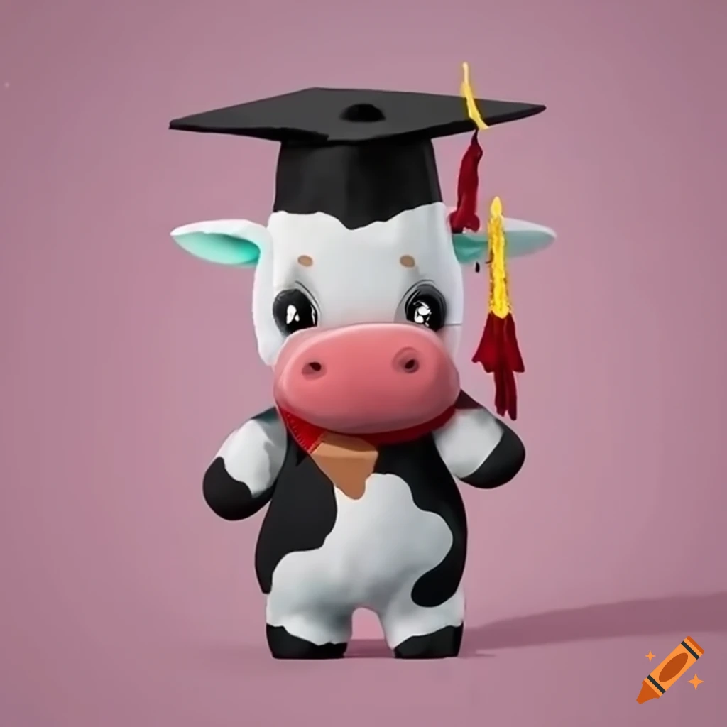Cute cow in a 2024 graduation hat with fsu merchandise on Craiyon
