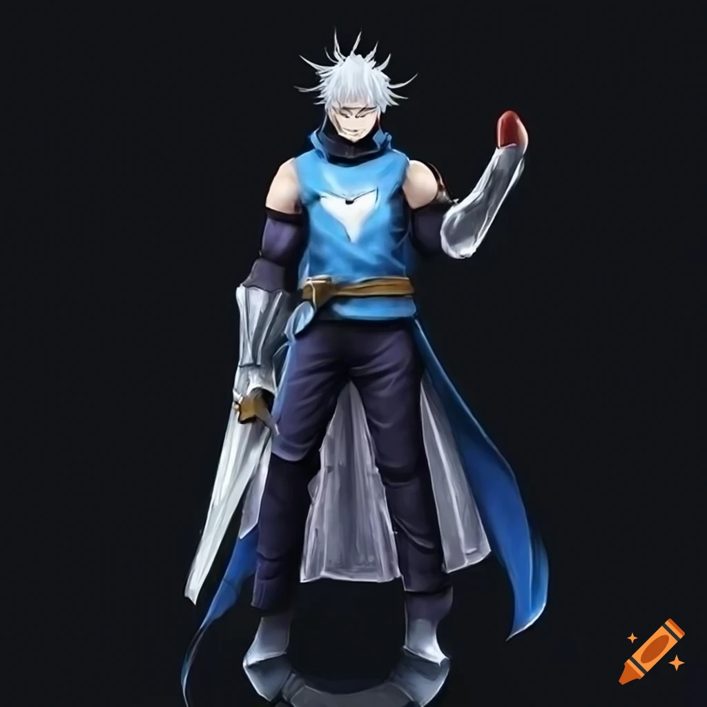 Andy bogard fused with satoru gojo as a blue and white templar knight ...
