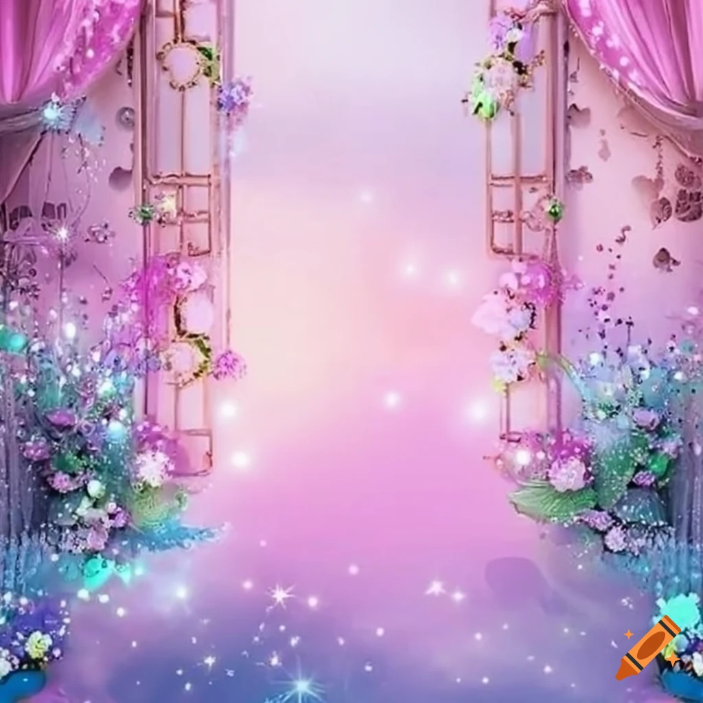 Beautiful elegant design with glitter, flowers, and magical gate in ...