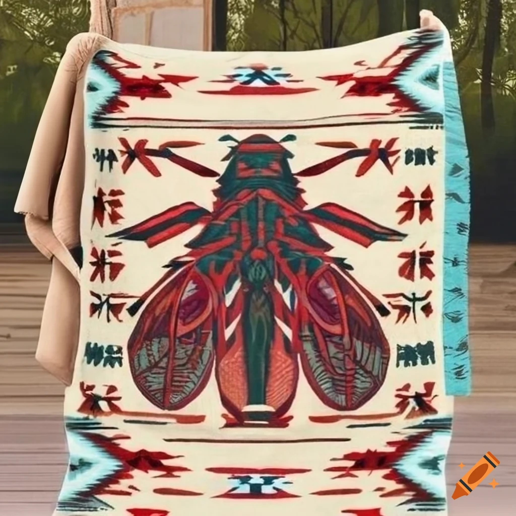 Native american blanket with geometric cicada pattern on Craiyon