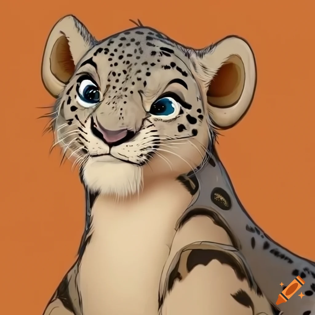 Simba from the lion king reimagined as a snow leopard on Craiyon