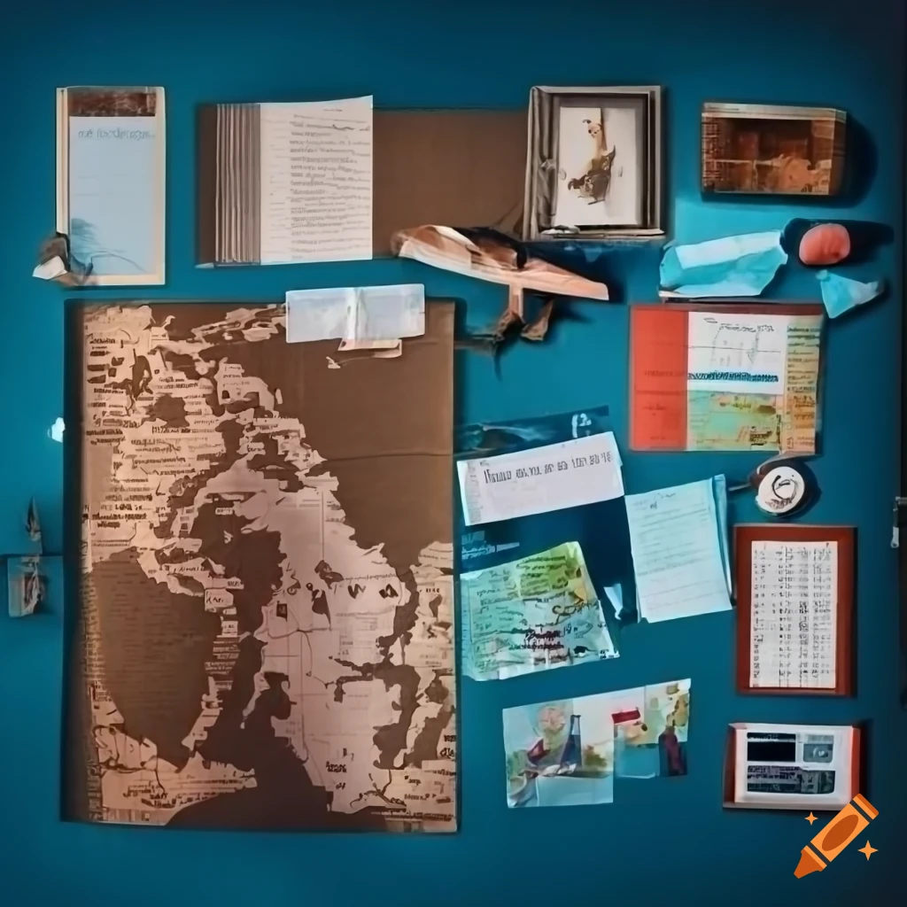 Collage of travel documents, brochures, tickets, and a world map on Craiyon