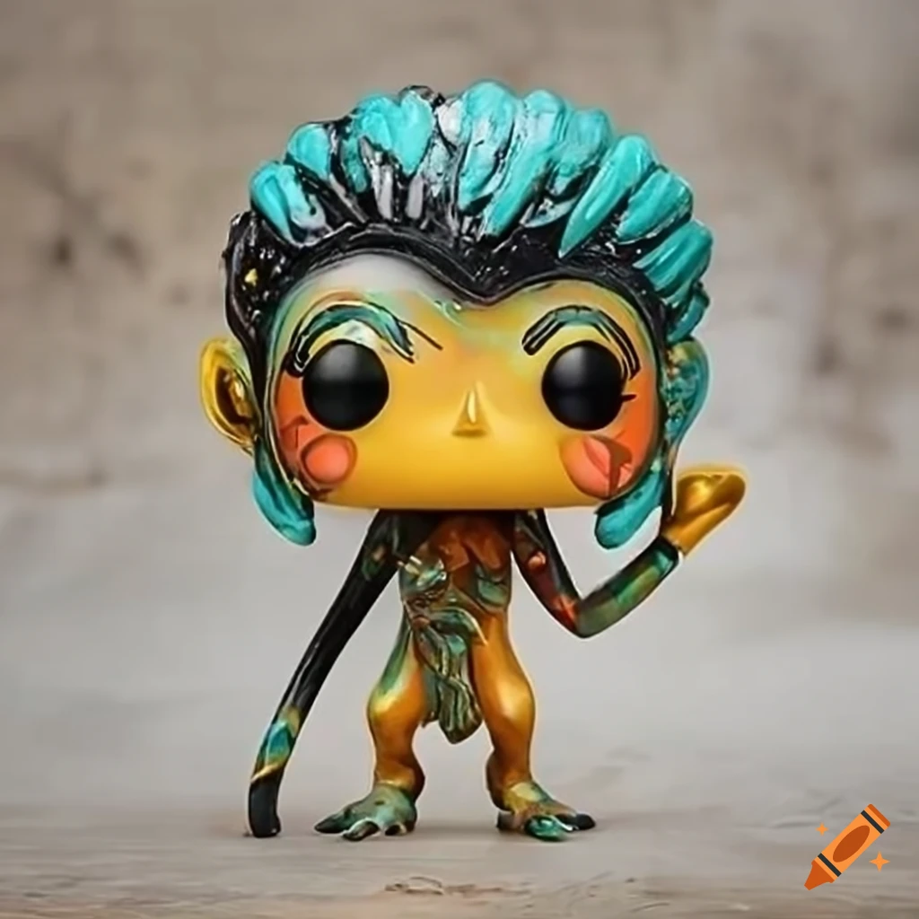 Funko pop figurine named miss lino monkey pie in a vibrant tribal ...