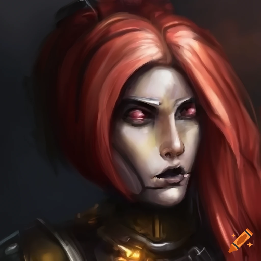 Portrait of a female cyborg servant inspired by 40k style on Craiyon