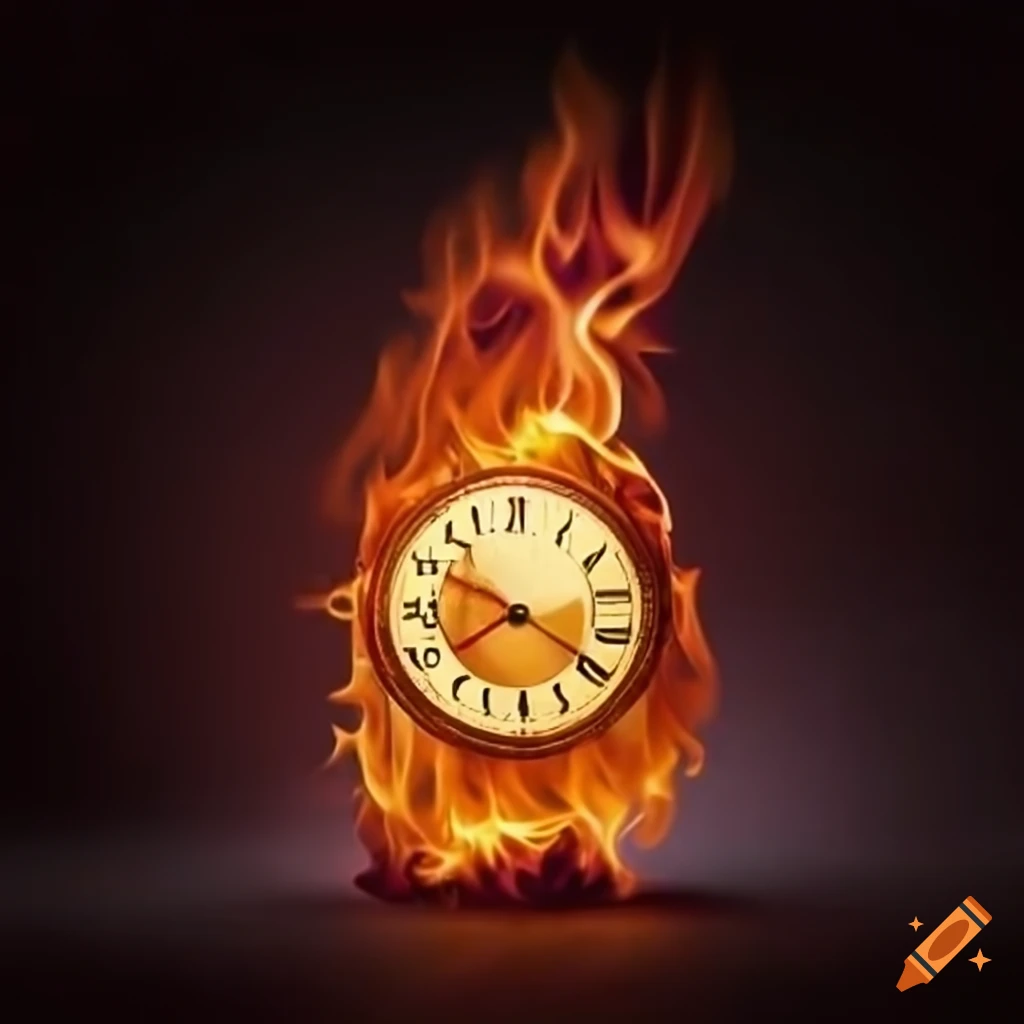 Flaming clock on Craiyon