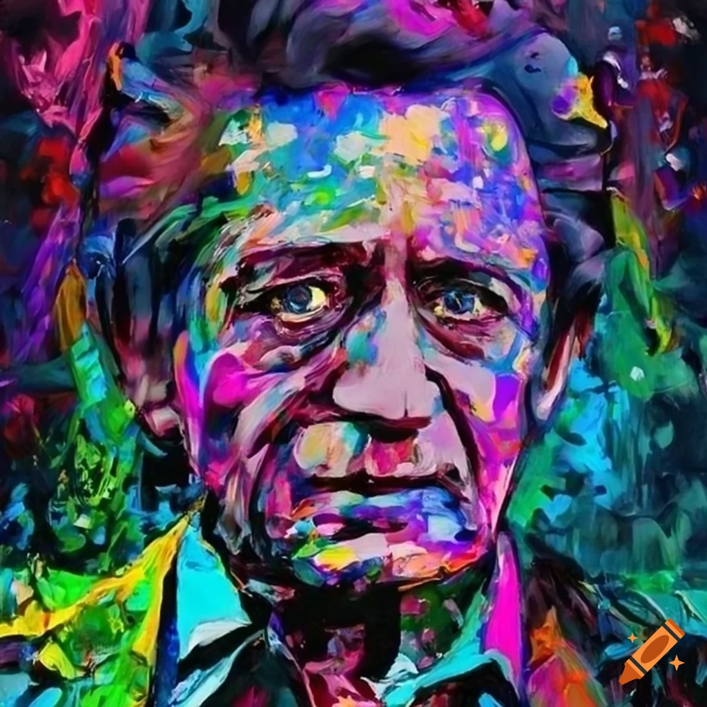 Abstract impressionist portrait of a musician in bright colors on Craiyon