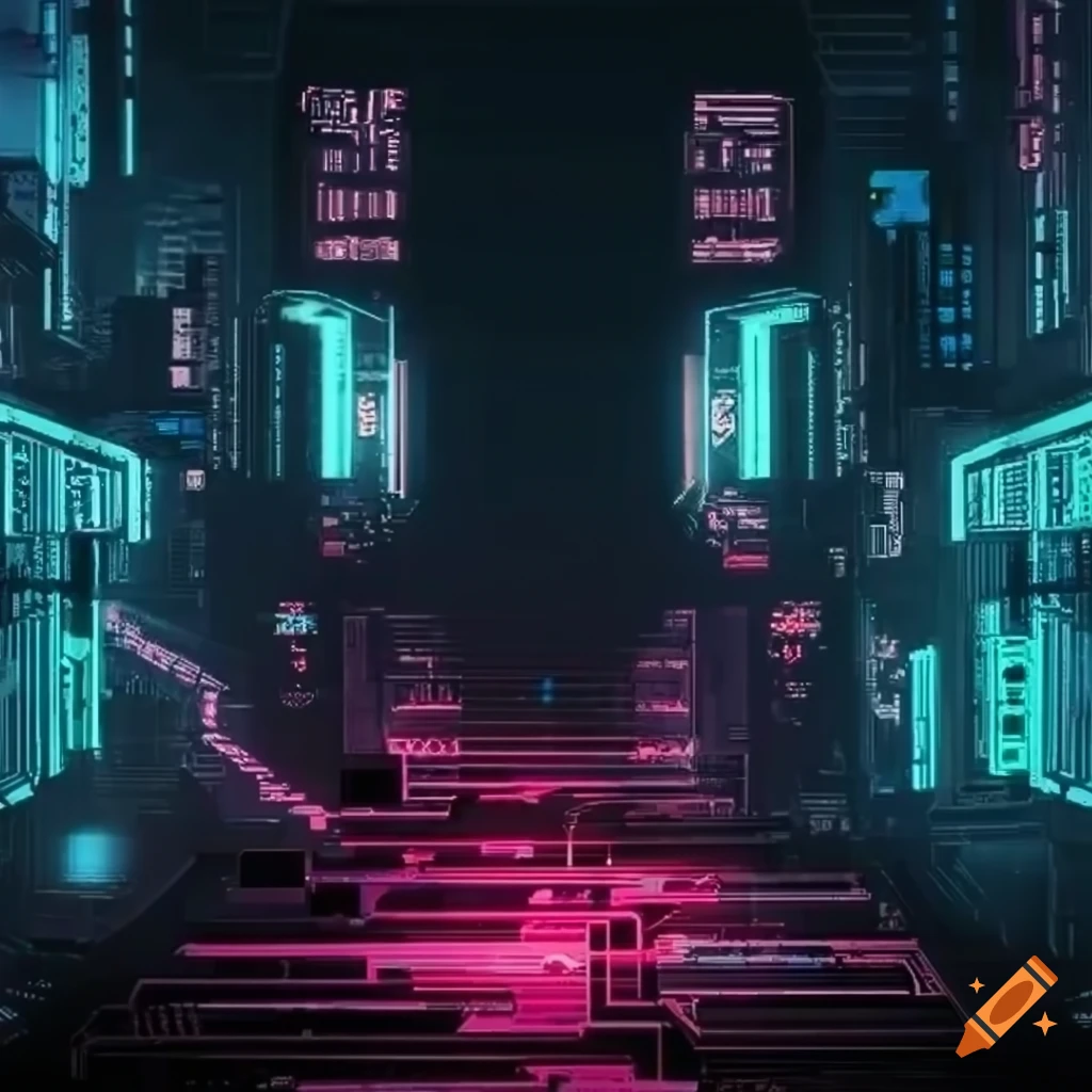 Cyberpunk-themed video game start screen with flashing lines and ...