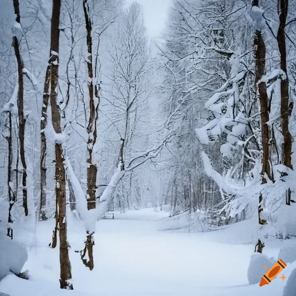 Realistic winter landscape view on Craiyon