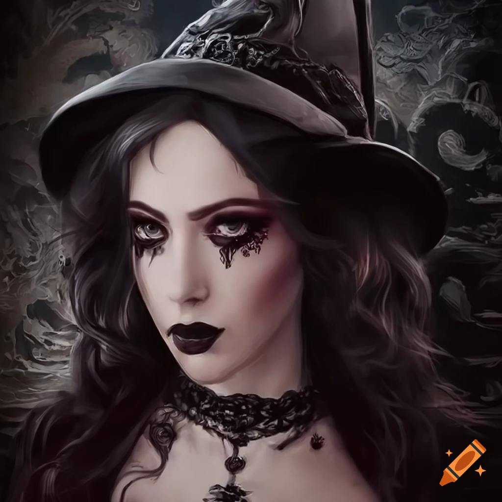 Gothic victorian witch on Craiyon