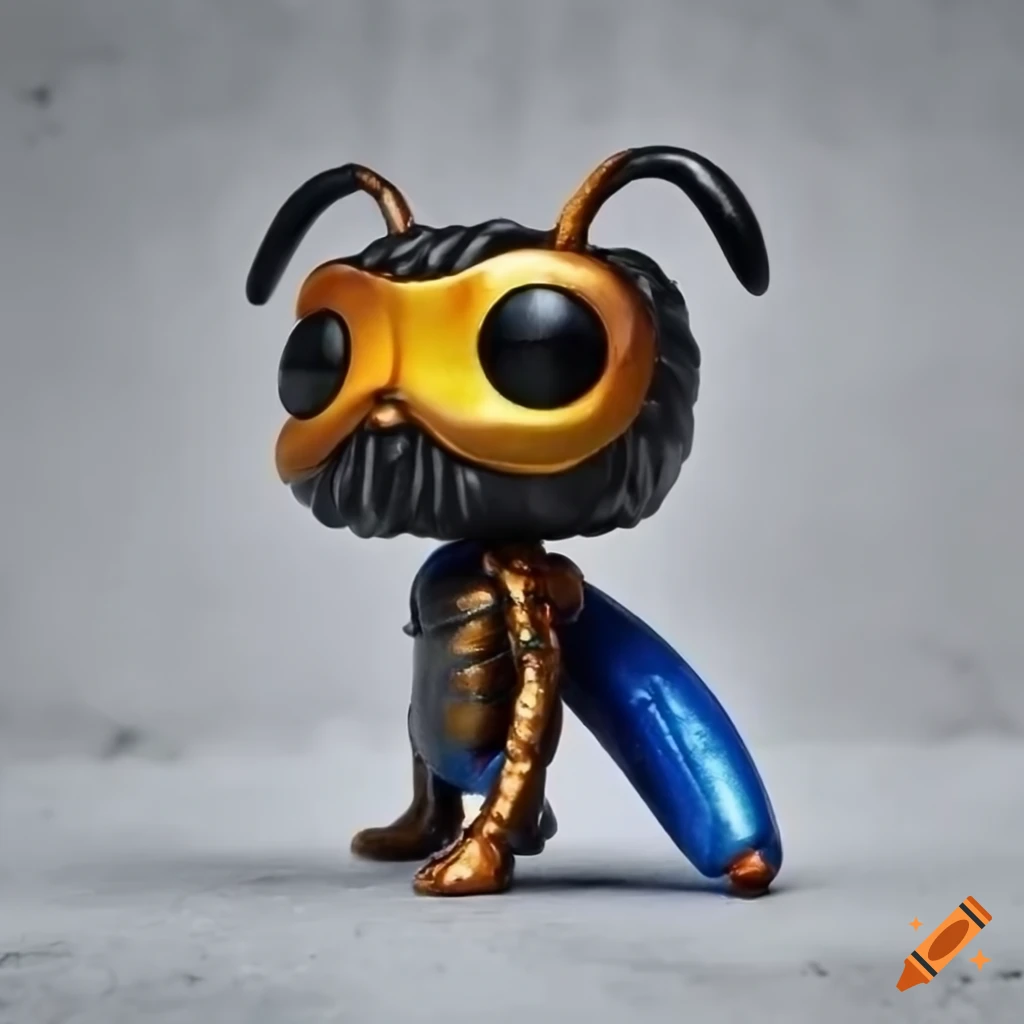 Cute Bee Wasp male Funko Pop figurine on concrete background on Craiyon