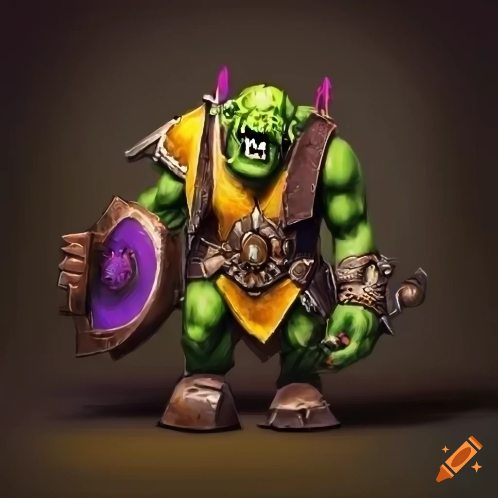 Intricately-detailed Ork warrior with battlescars, yellow coat, and ...