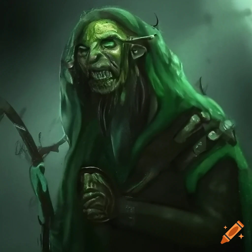 Male undead druid in light green attire on Craiyon