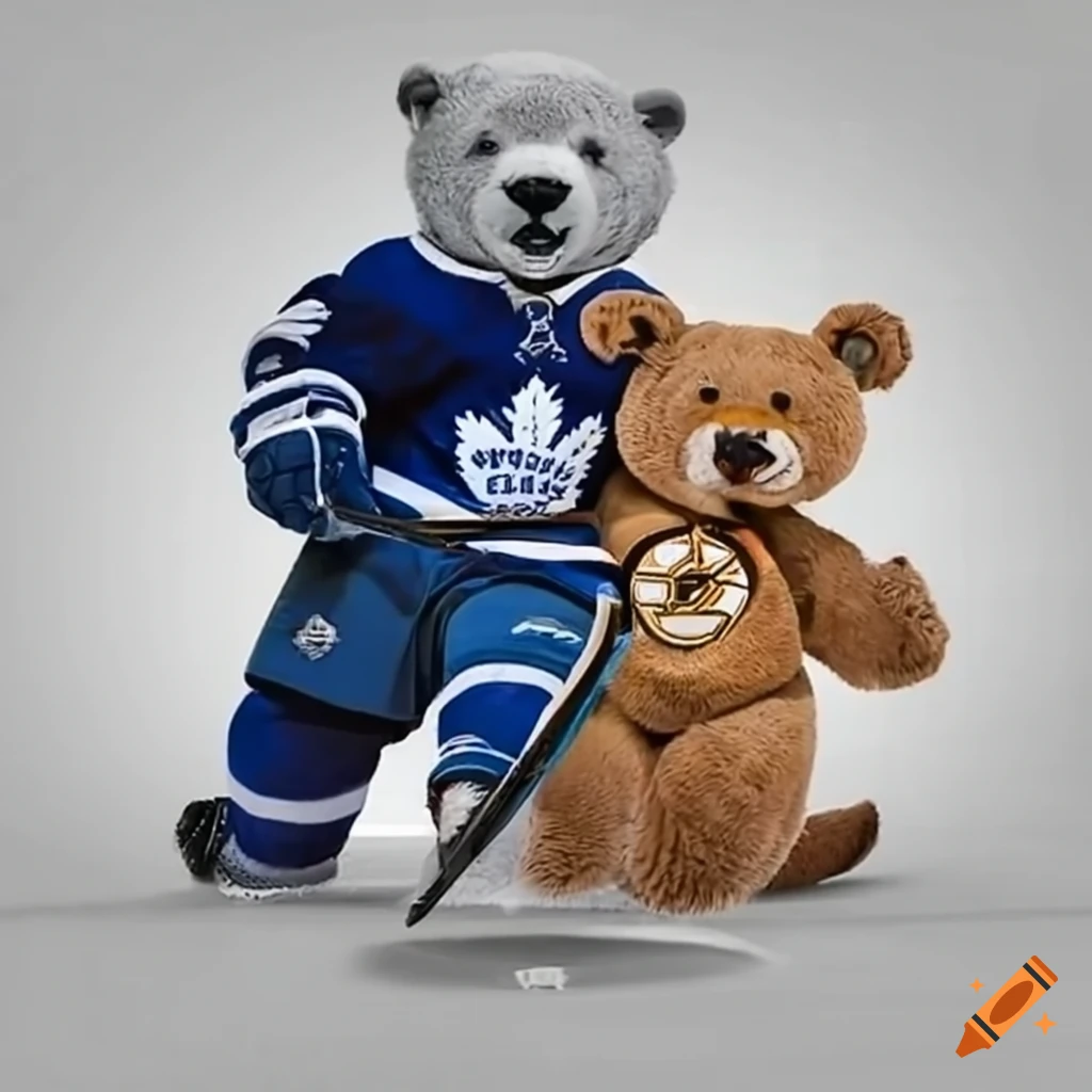 Toronto maple leafs polar bear and boston bruins bear mascot on Craiyon