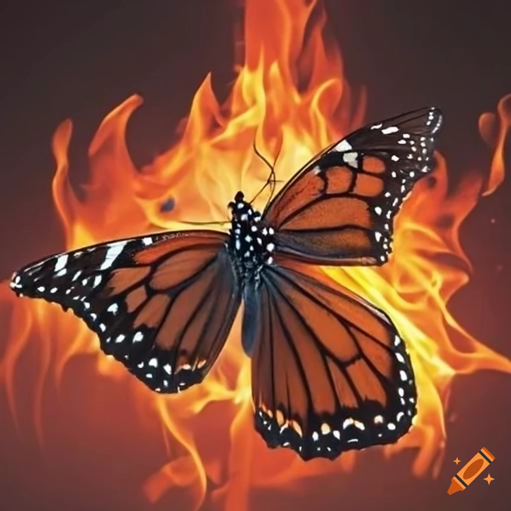 Butterfly engulfed in flames on Craiyon