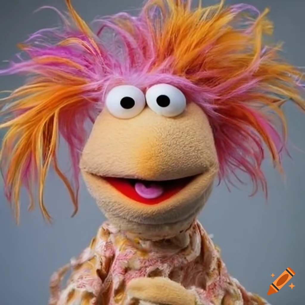 Adorable fraggle rock-style puppet with peachy skin and fuzzy hair on ...