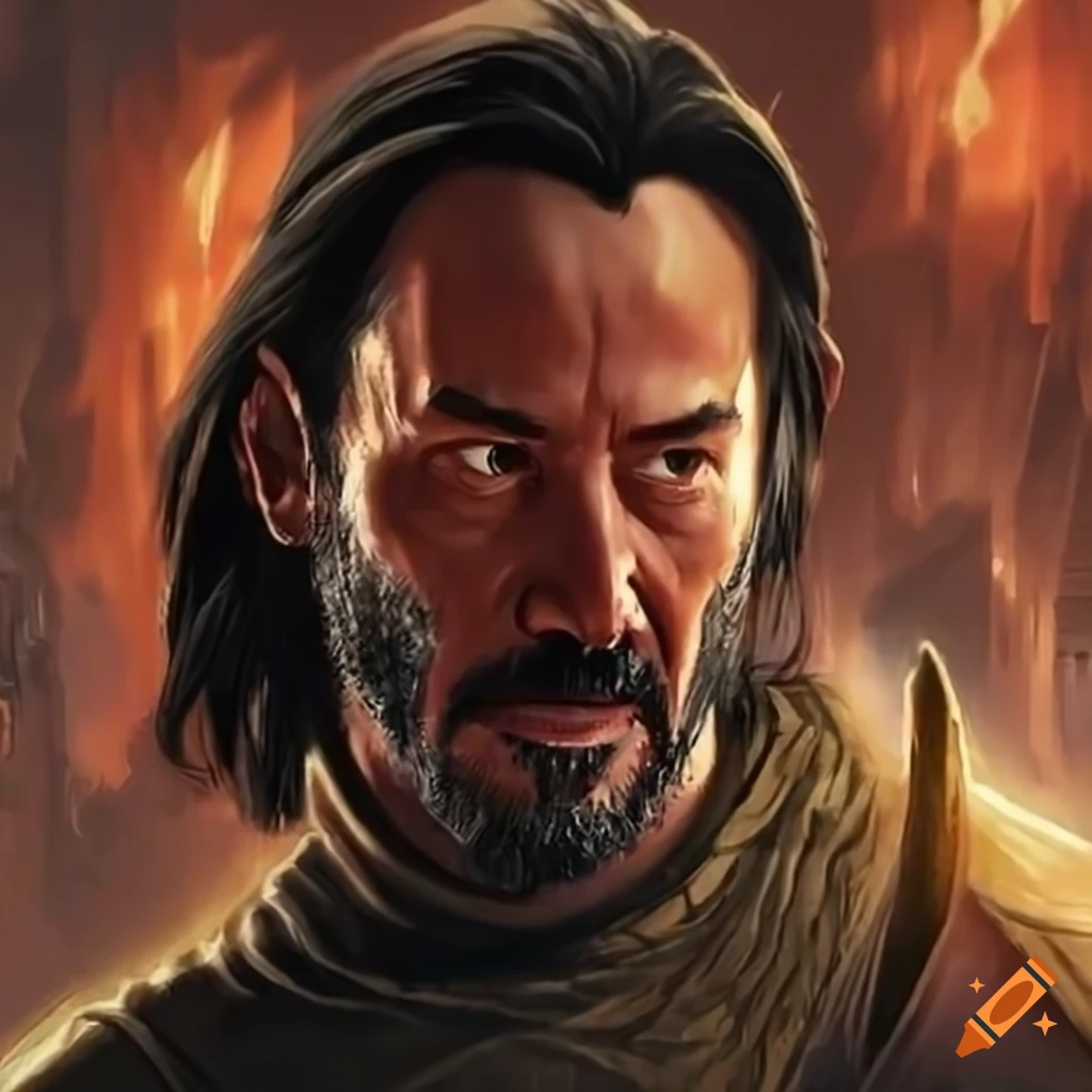 Angry keanu reeves in baldur's gate portrait on Craiyon