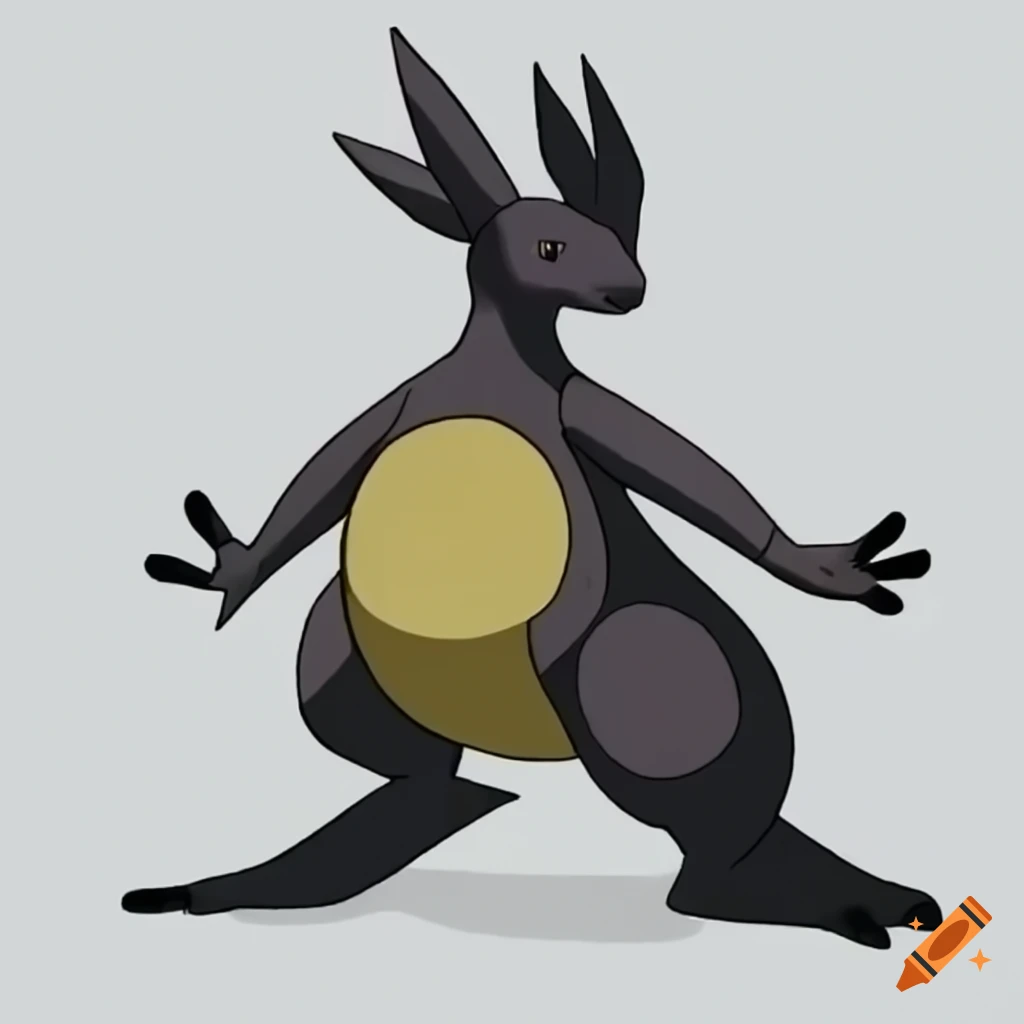 Black kangaroo pokemon with long legs on Craiyon