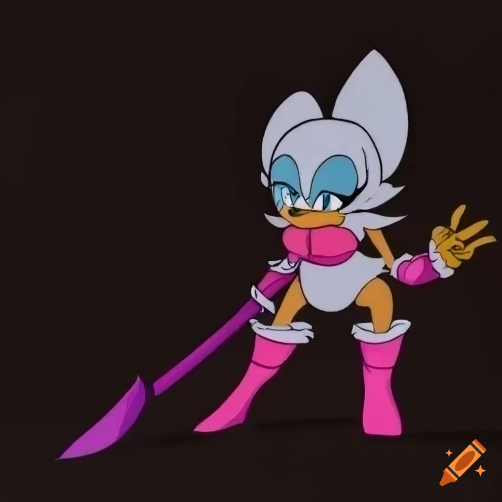 Rouge the bat full-length portrait in samurai jack style on Craiyon