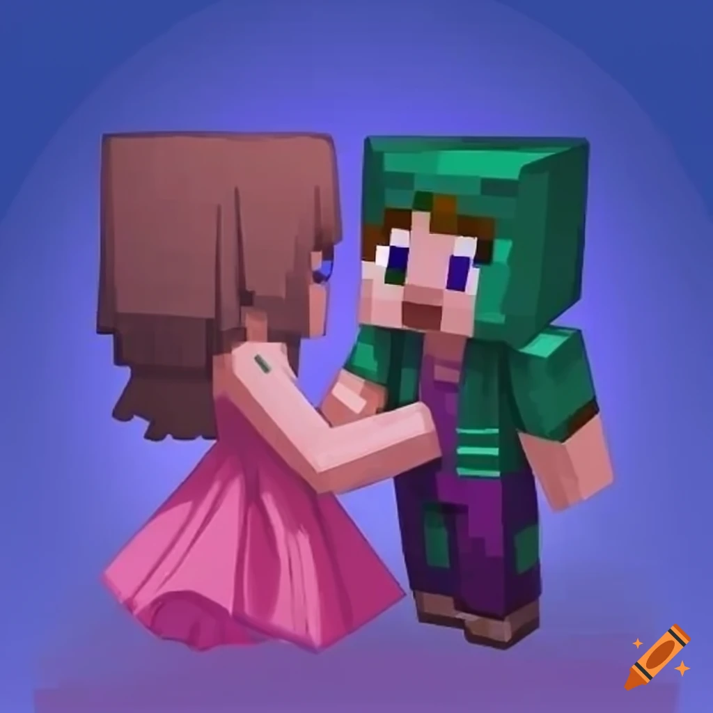 Minecraft characters showing love, boy and girl on Craiyon