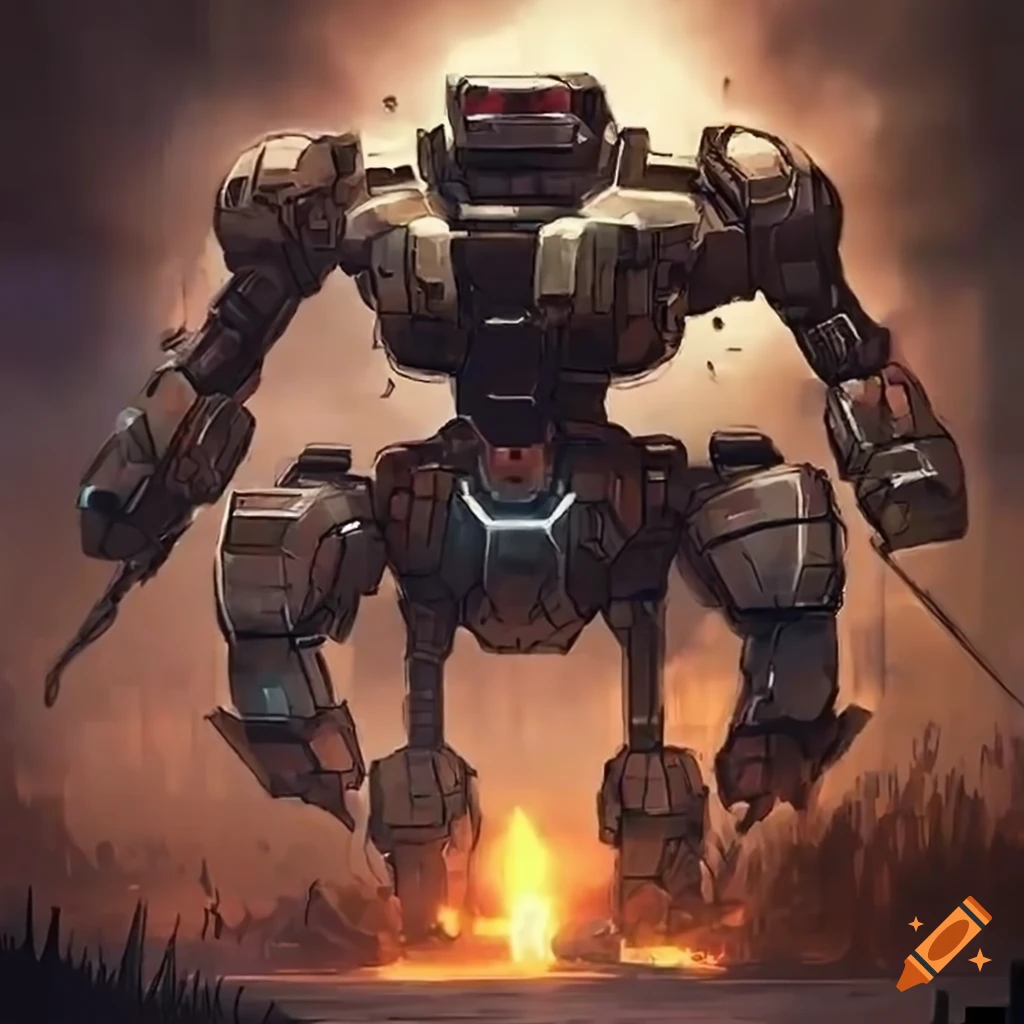 Floating canvas wrap displaying stunning Mech video game art on Craiyon