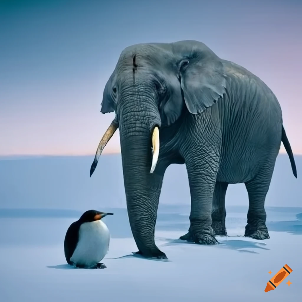 Elephant, whale, and penguin together on Craiyon
