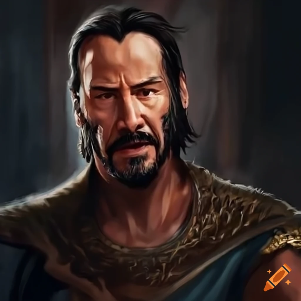 Angry keanu reeves in baldur's gate portrait on Craiyon