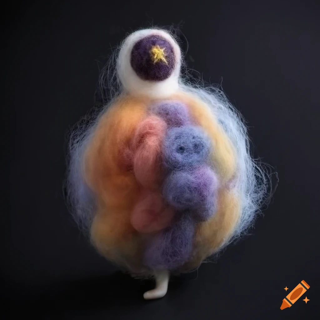Felted wool space creatures in the cosmos on Craiyon
