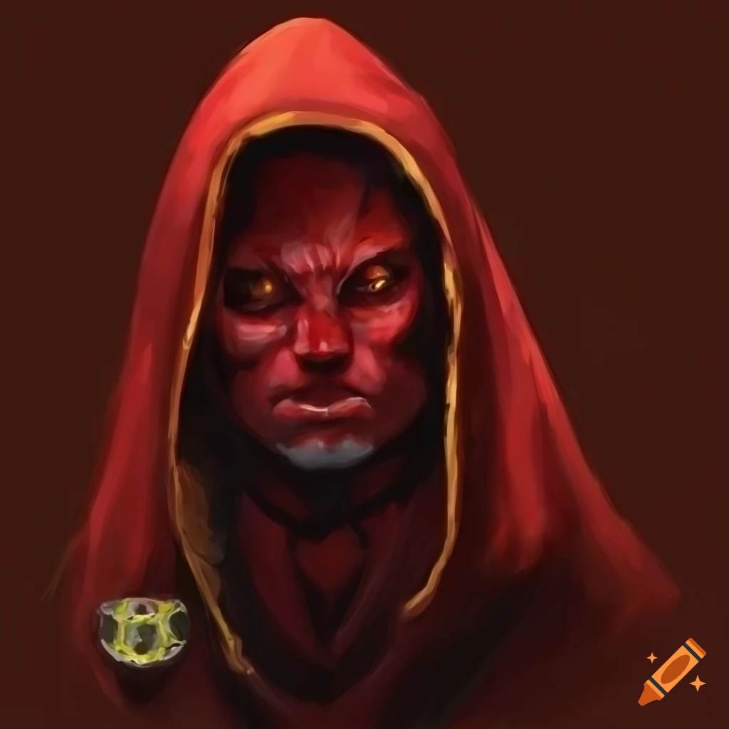 Hooded robot-monk in red robes inspired by 40k style on Craiyon