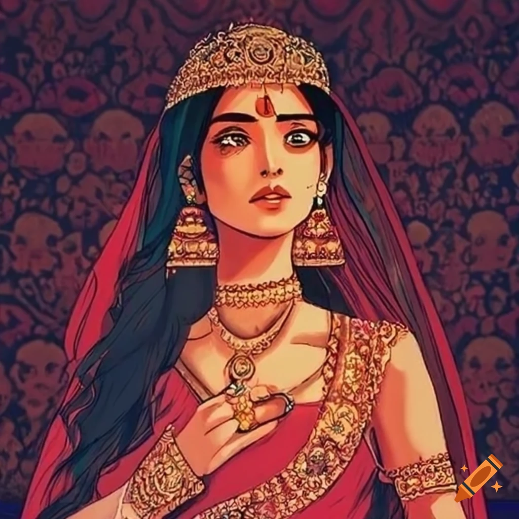 Retro manga-style indian princess on Craiyon