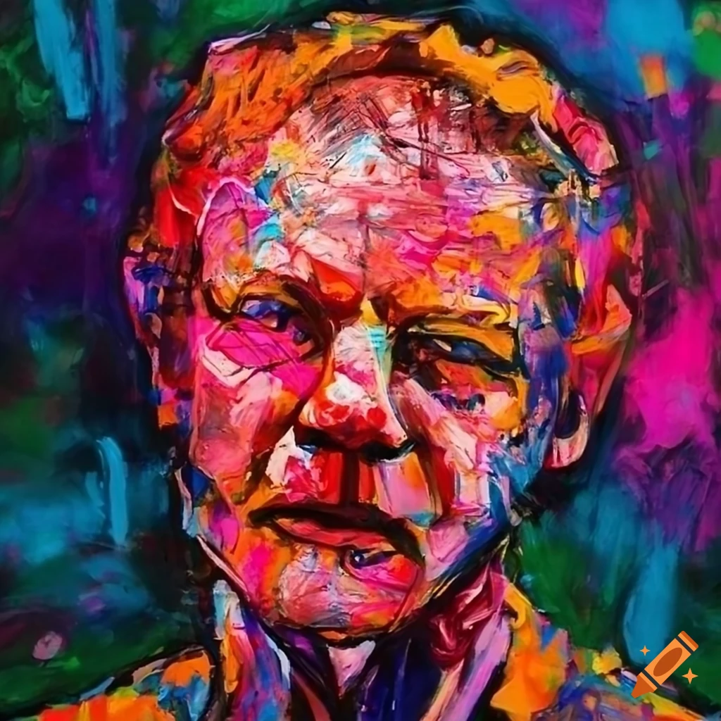 Abstract expressionist portrait in bright colors on Craiyon