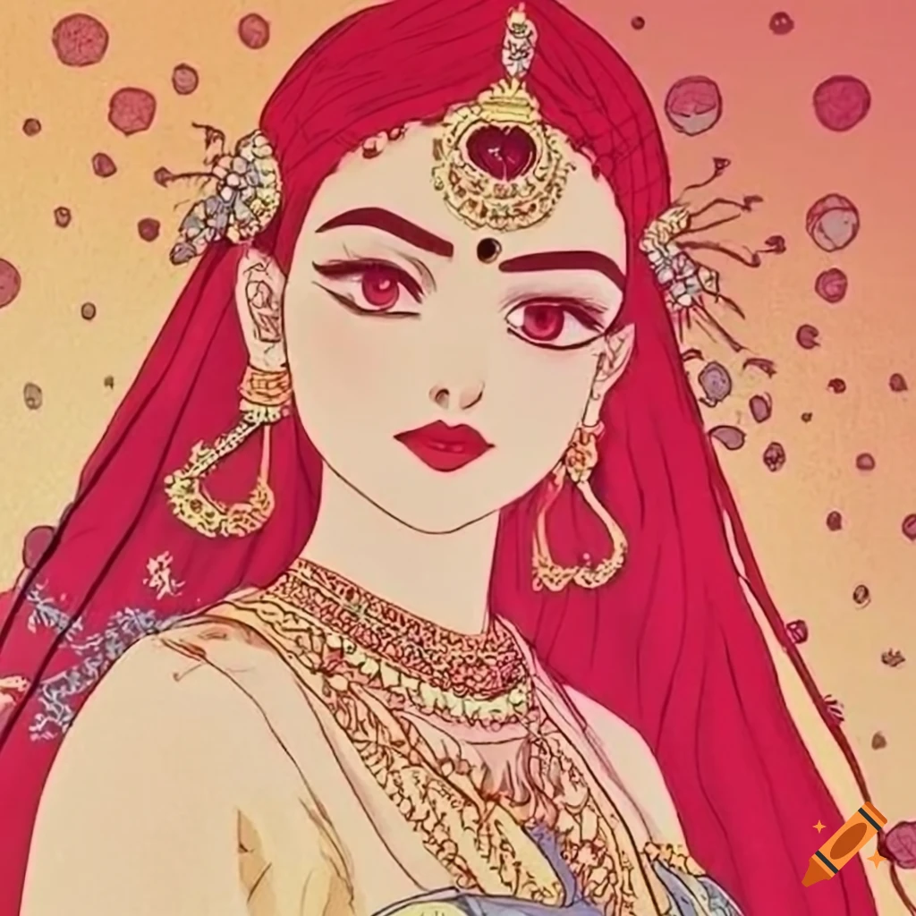 Retro manga style indian princess on Craiyon