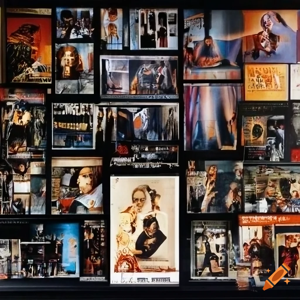 Early 2000 movie posters on city wall on Craiyon