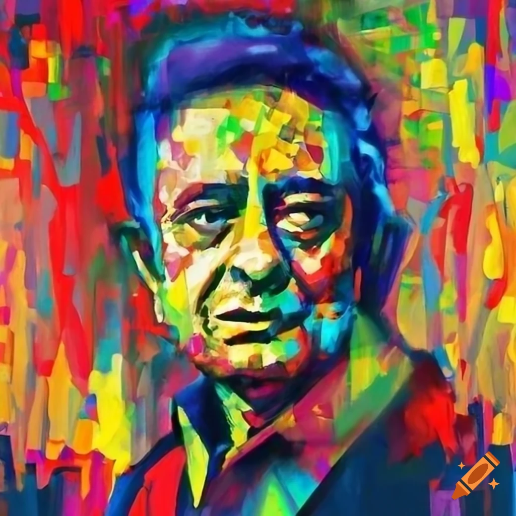 Abstract colorful portrait of johnny cash on Craiyon