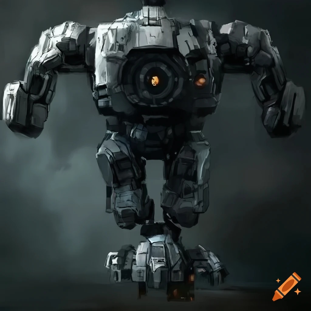 Floating canvas wrap displaying stunning mech video game art on Craiyon