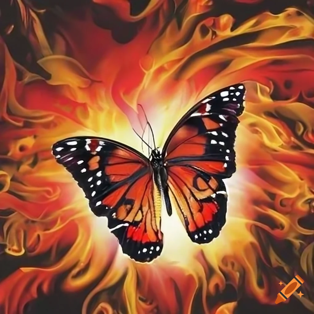 Flaming butterfly on Craiyon