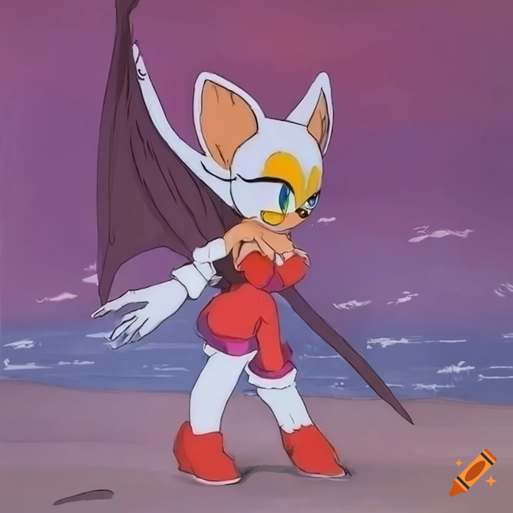 Rouge the bat full-length portrait in studio ghibli anime style on Craiyon