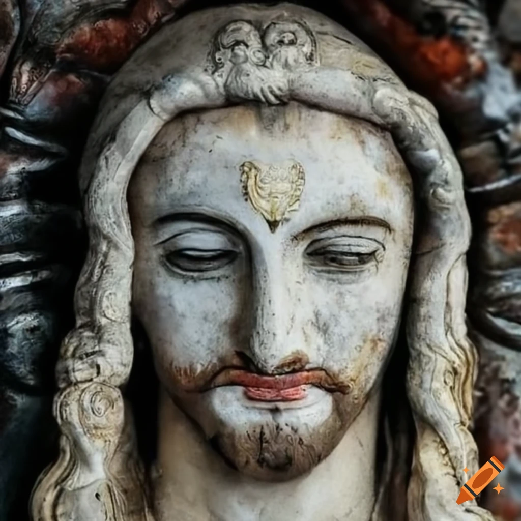 Interpretation of deities with intertwined faces - Jesus and a demon on ...