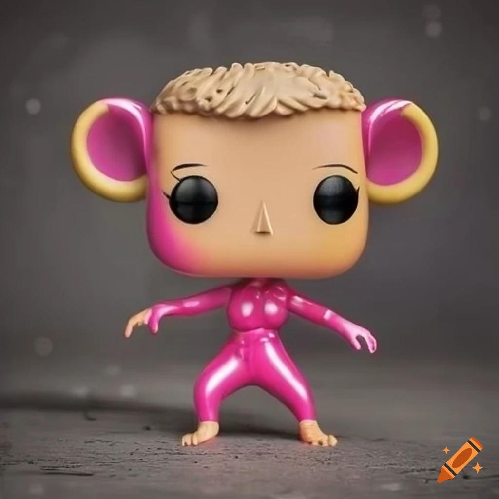 Funko pop figurine of humanoid female character in yellow and pink ...