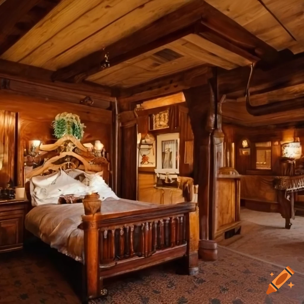 Bavarian tavern room with a bed for one person on Craiyon