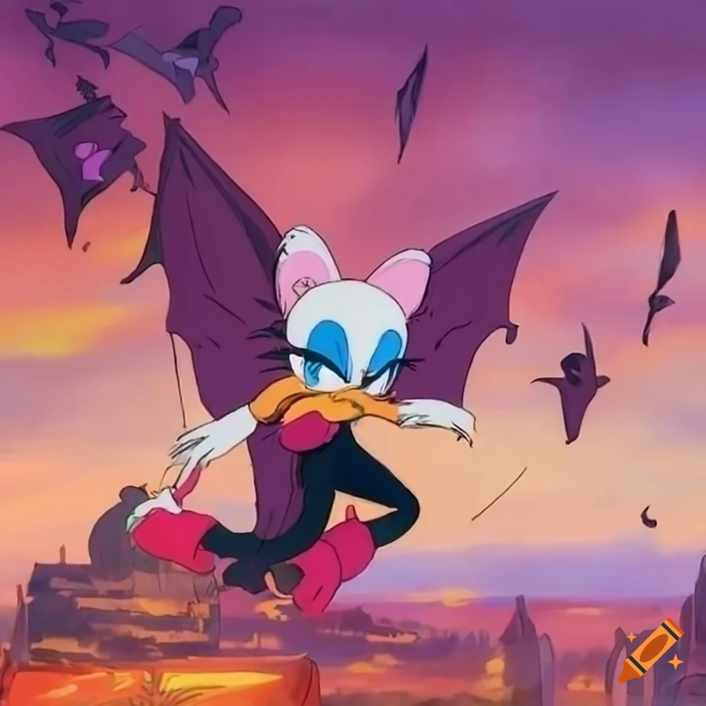 Rouge the bat full-length portrait in studio ghibli anime style on Craiyon