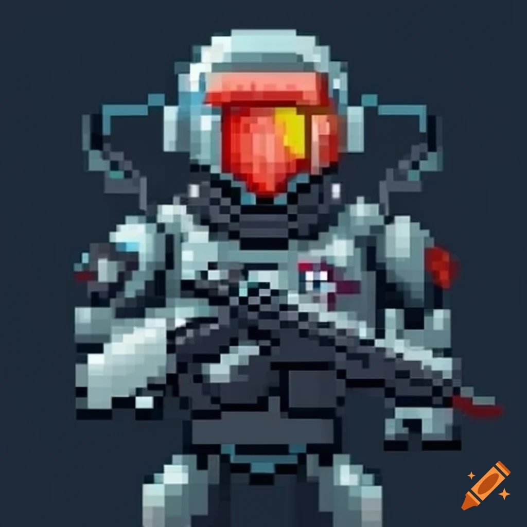 Space combat medic pixel art on Craiyon