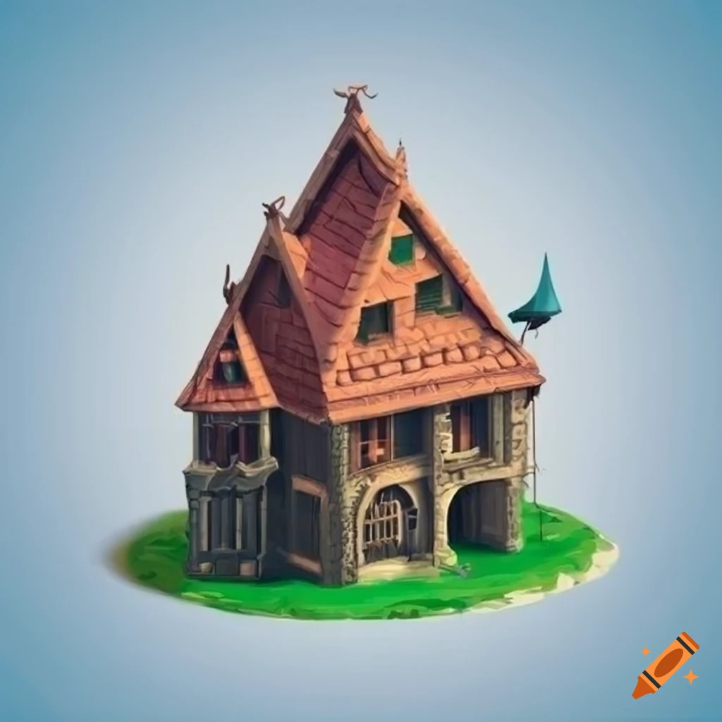 Isometric house with fantasy medieval architecture on Craiyon