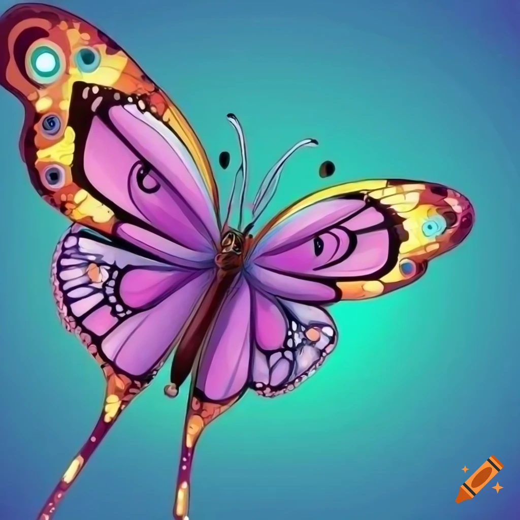 Elegant butterfly fluttering in a captivating cartoon illustration on ...